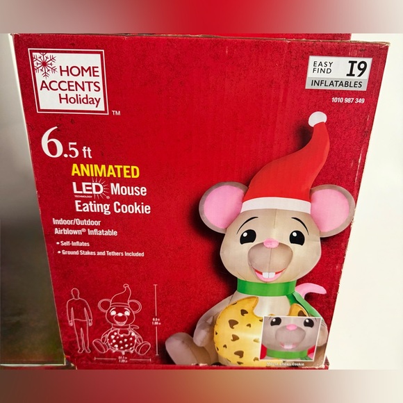 Gemmy | Holiday | Gemmy Led Animated Mouse Eating Cookie Airblown ...